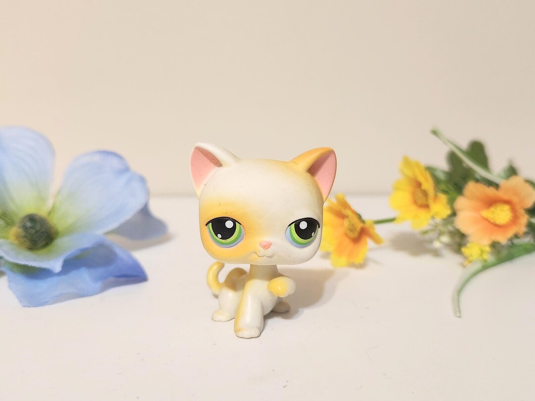 Littlest Pet Shop Cat #73 Paw Up-white & Yellow/orange Authentic ...