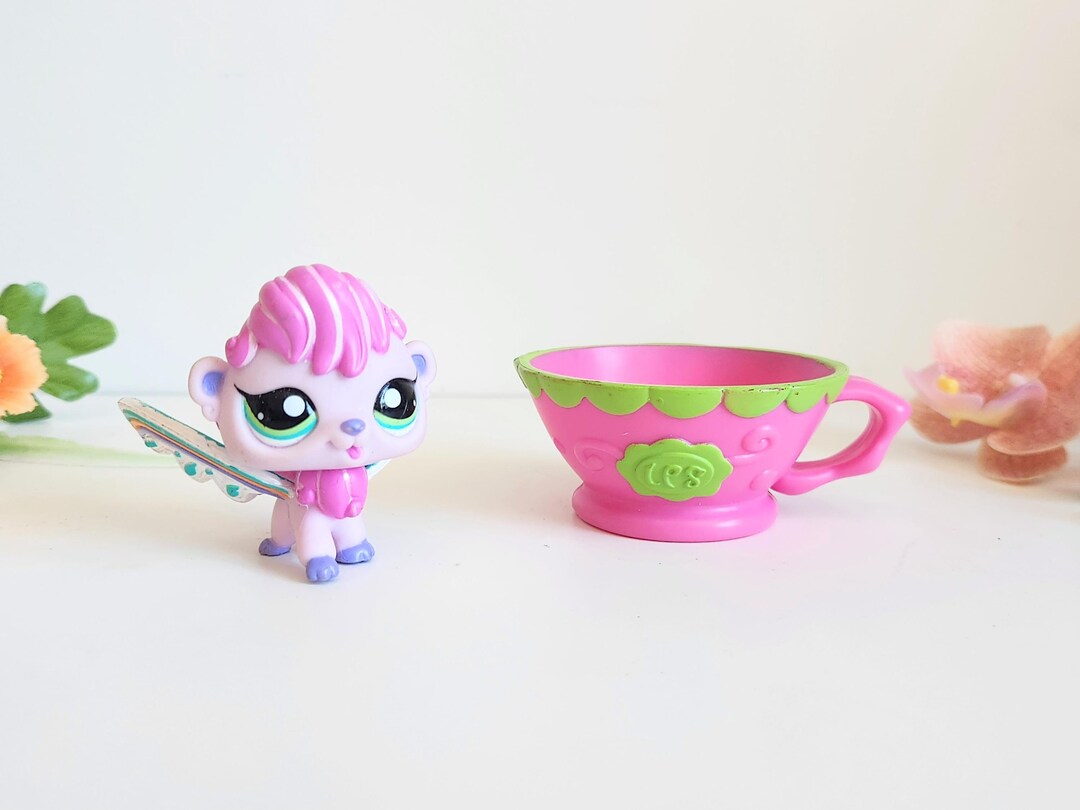 Littlest Pet Shop Fairies Shimmering Sky Rainbow Wings W/ Pink Teacup ...