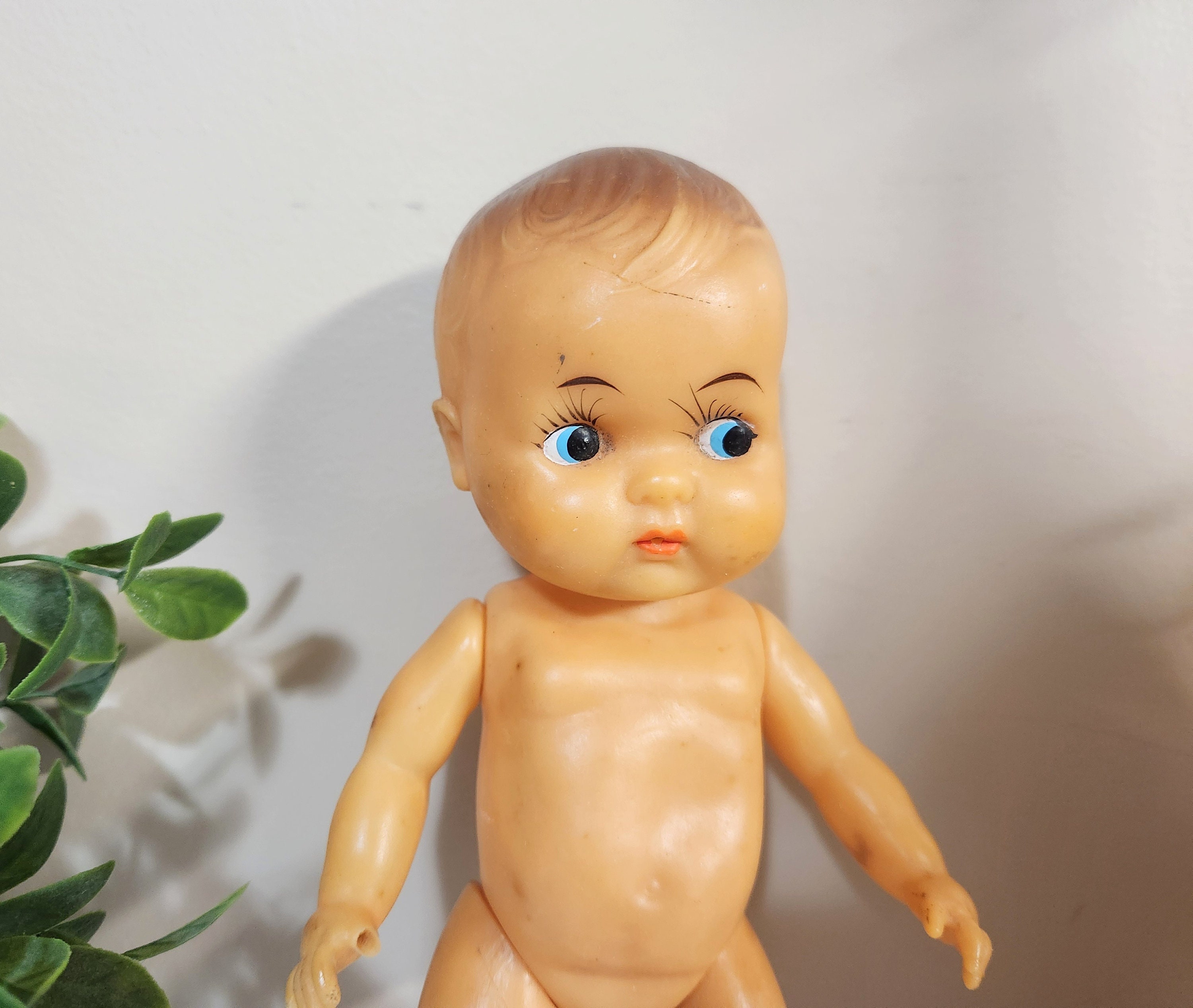 Vintage 1950s Painted Eye Plastic Baby Doll Molded Hair - Etsy