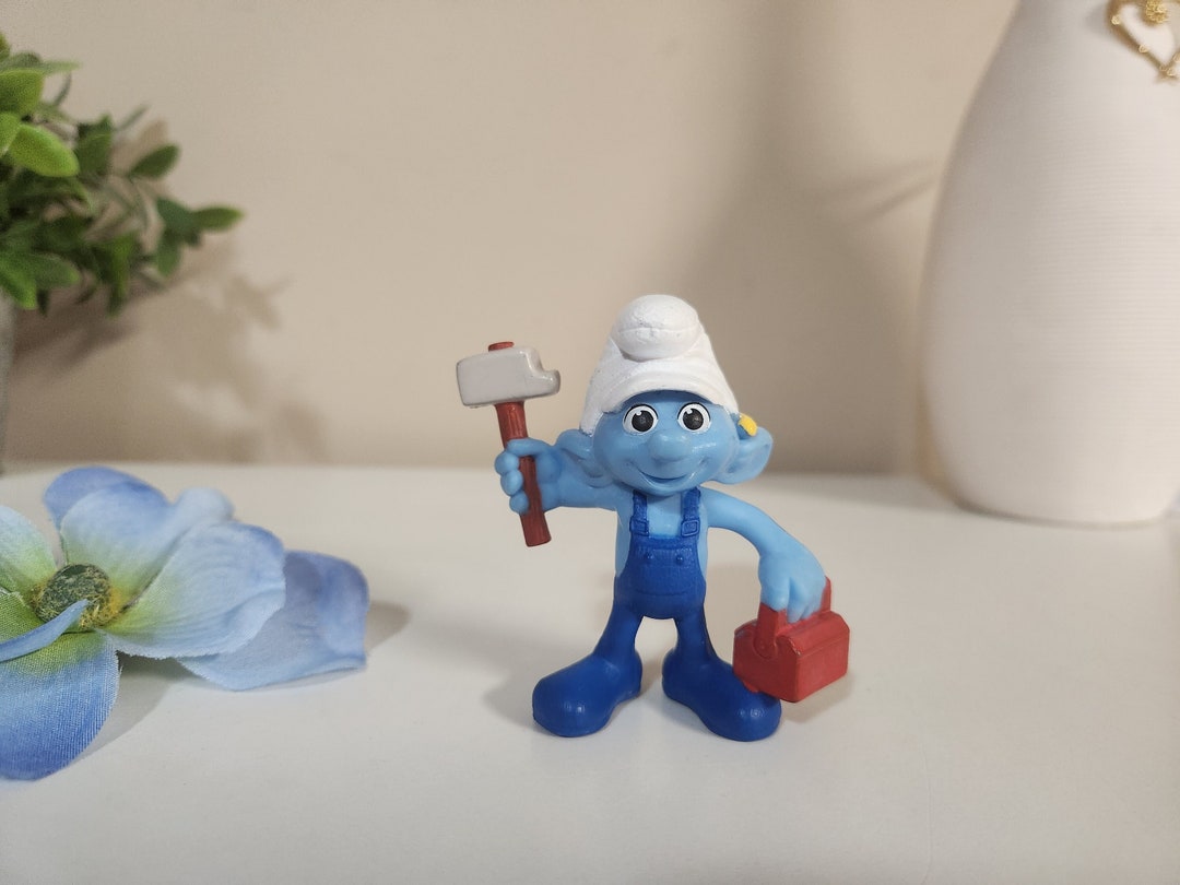 The Smurfs HANDY Smurf Builder Figure Happy Meal Toy PVC Hammer Tool ...