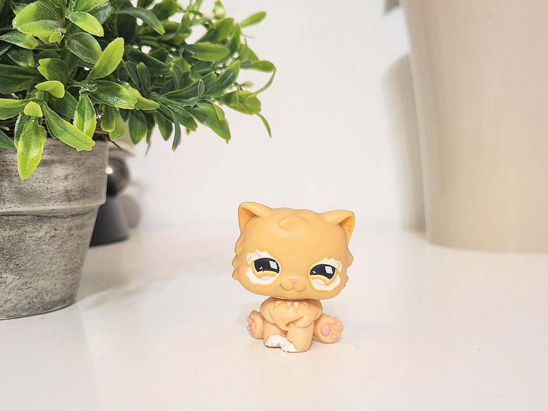 Rare Littlest Pet Shop 490 Orange & White Persian Cat vintage Authentic ...