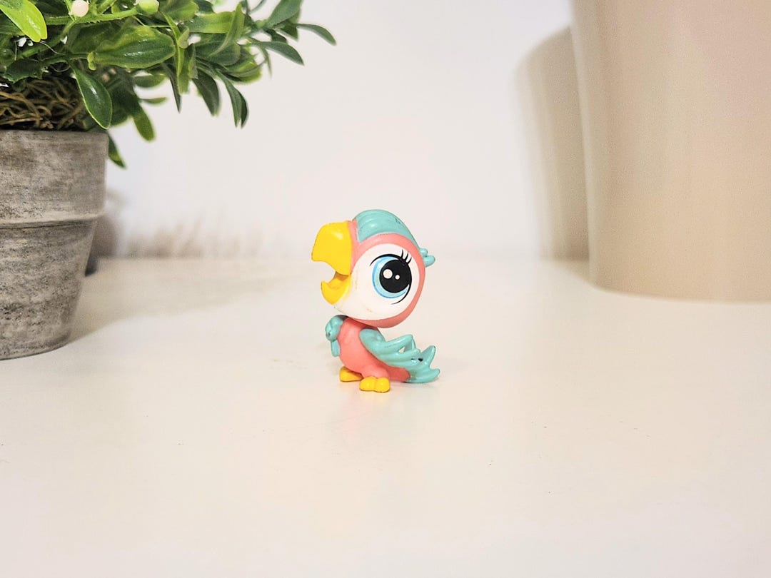 LPS Parrot #87 Loro Perroquet Pink Aqua Blue Bird Littlest Pet Shop Ice ...