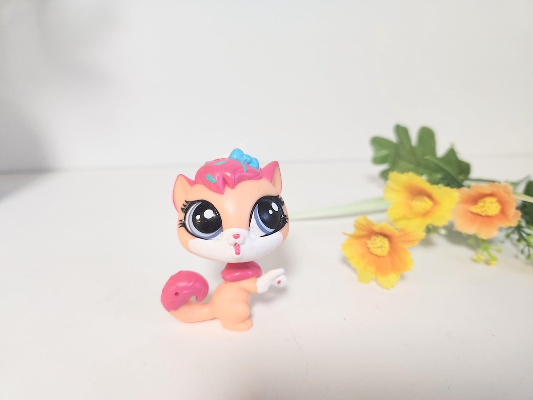 Littlest Pet Shop #184 Sugar Sprinkles Cat Pink W Blue Bow-vintage ...