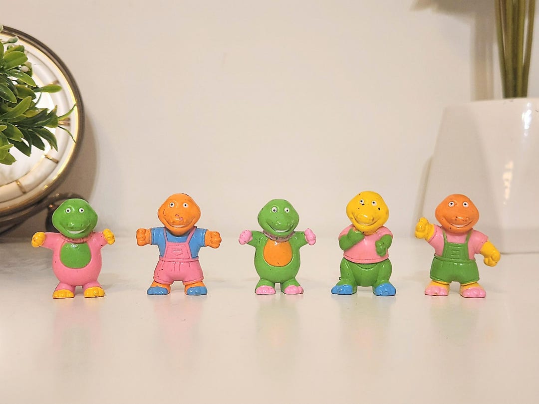 Vintage Soma Barney Dinosaur Figures 2" - Set of 5 - Rare Green/yellow ...