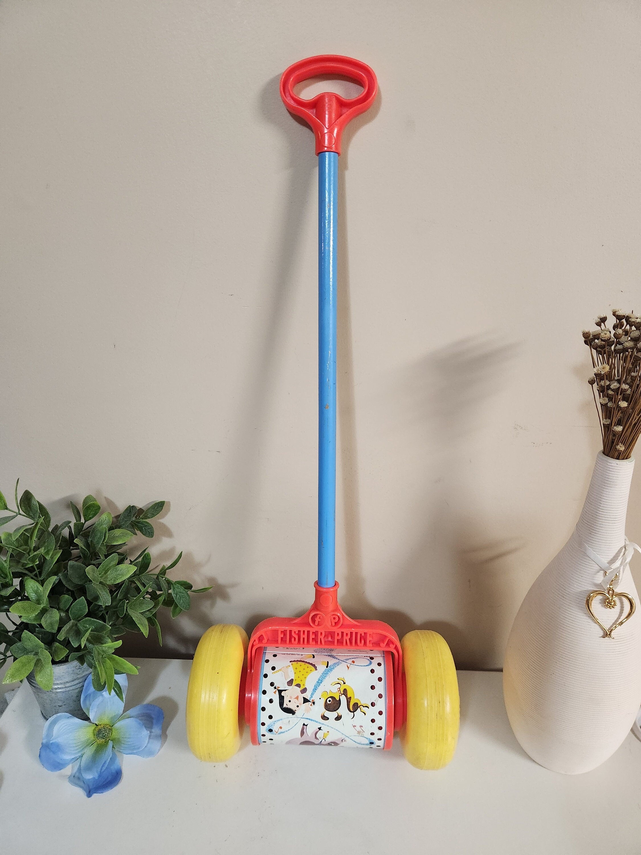 Vintage 1963 Fisher Price Musical Melody Chime Roller Push Toy 757 Nursery Rhymes 60s Toddler Walker Baby Shower Gift Birthday Etsy Canada