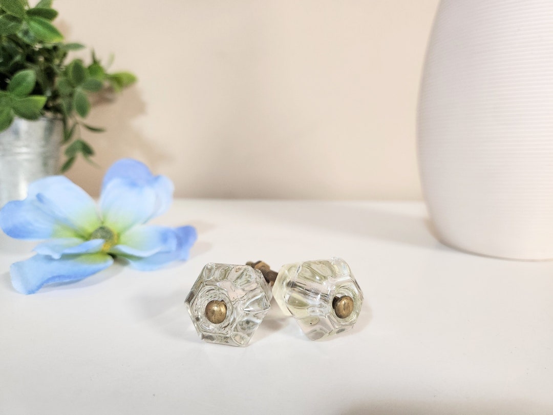 Vintage Clear Glass / Crystal Pull Knobs Lot | Cabinet-dresser Drawer ...