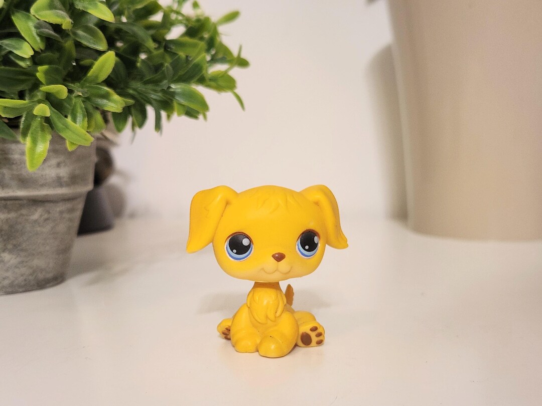 LPS Golden Retriever Dog #21 Blonde Hair Blue Eyes Authentic Hasbro ...