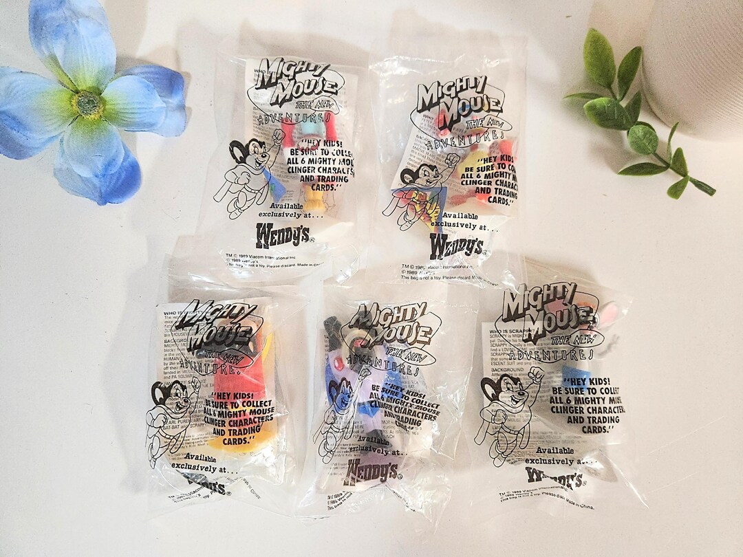 Vintage 1980s Mighty Mouse Toys Wendy's Kids Meal Collectible 1989 ...