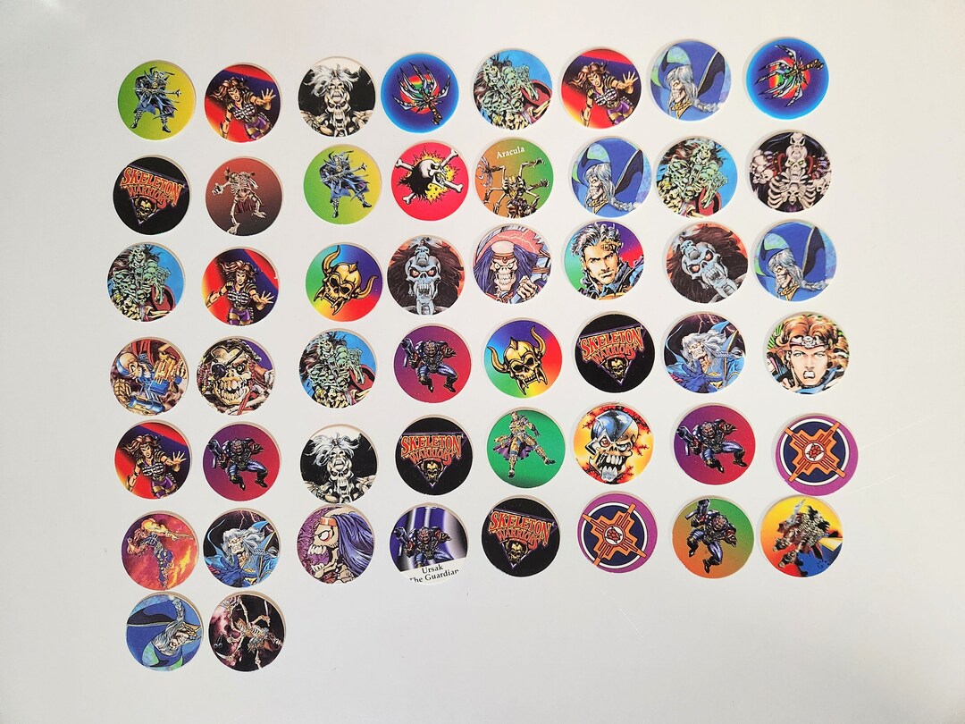 Skeleton Warrior Pogs Set of 50 Game Pieces Lot 3 - 1990s Game Night ...
