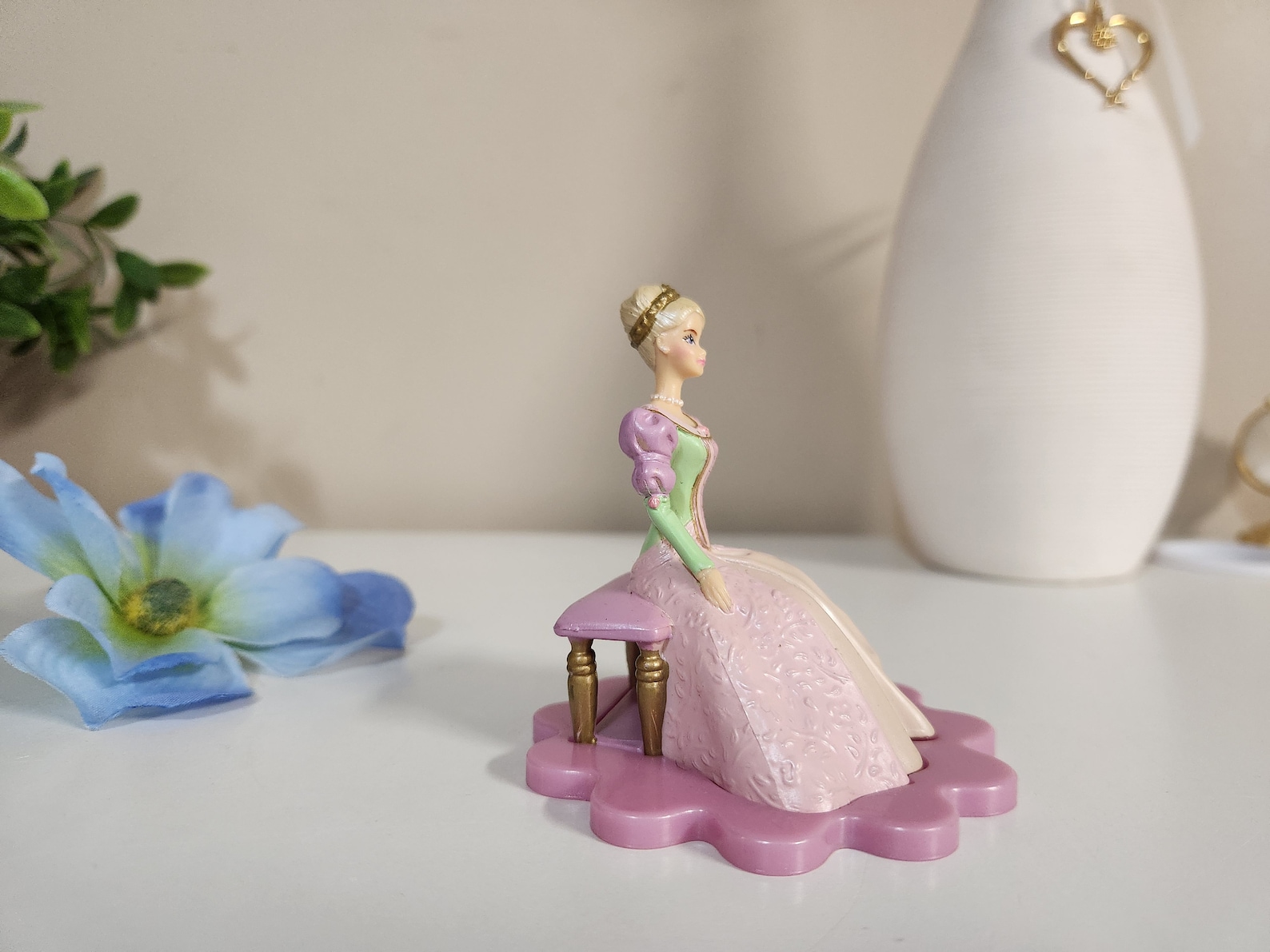 Vintage Barbie Princess in Gown Sitting on Bench Cake Topper 3" Mattel ...