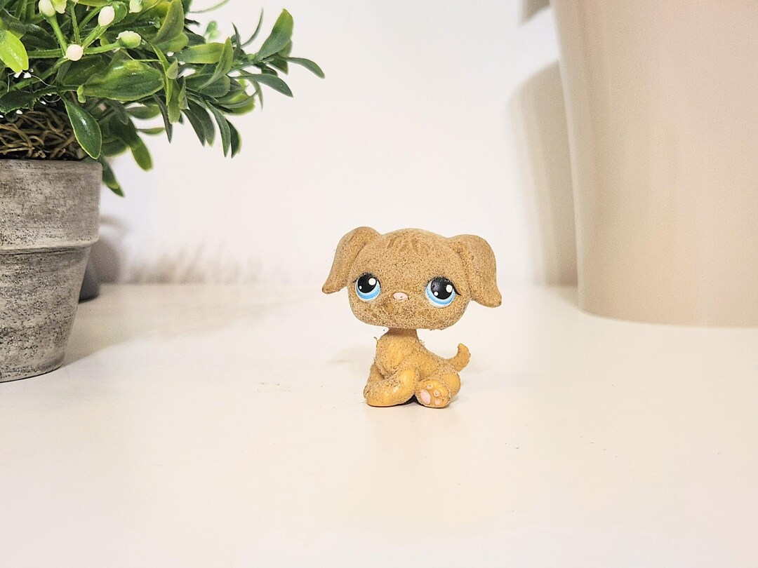 LPS 320 Fuzzy Golden Retriever Puppy Dog-authentic Hasbro Littlest Pet ...
