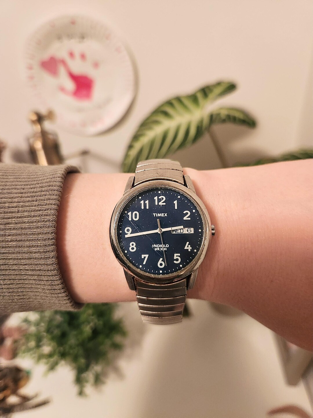 Men's Timex Navy Blue Day/date Easy Reader Wrist Watch Silver Tone ...