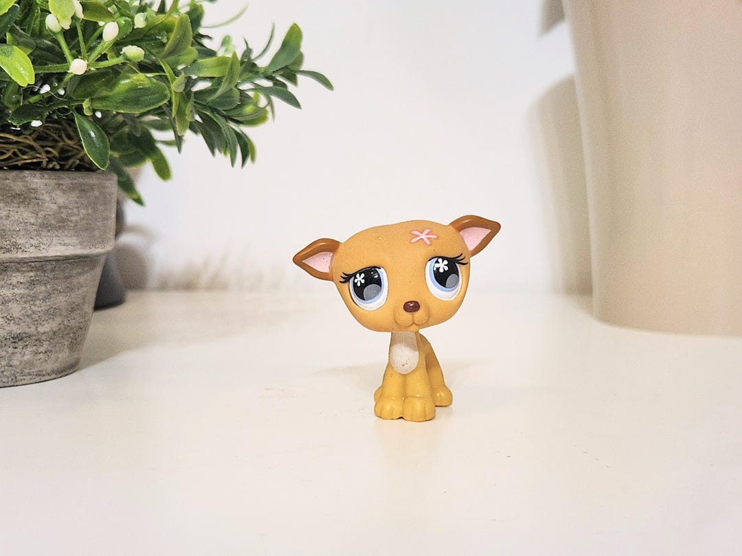 LPS #498 Greyhound Dog Purple Eyes Pink Flower - Littlest Pet Shop ...