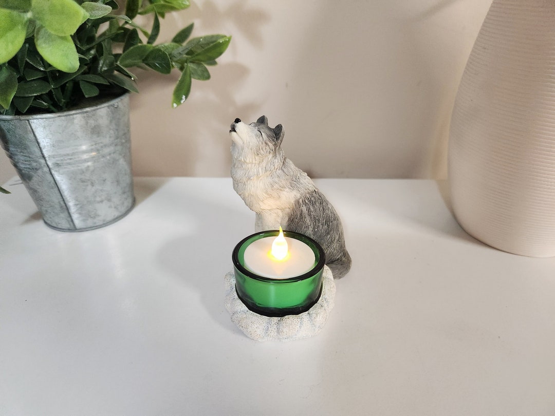 Vintage Wolf Candleholder Figurine - Howling - Wolves Decor - Candle ...