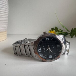 Goldis Men’s Quartz Wristwatch Silver-tone Analog Black Dial Dress ...