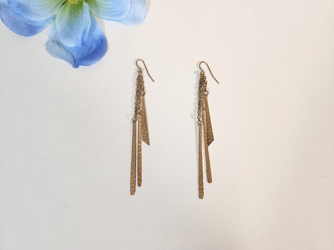Vintage Gold Tone Multi-stick Dangle Earrings Windchime Women's Vintage ...