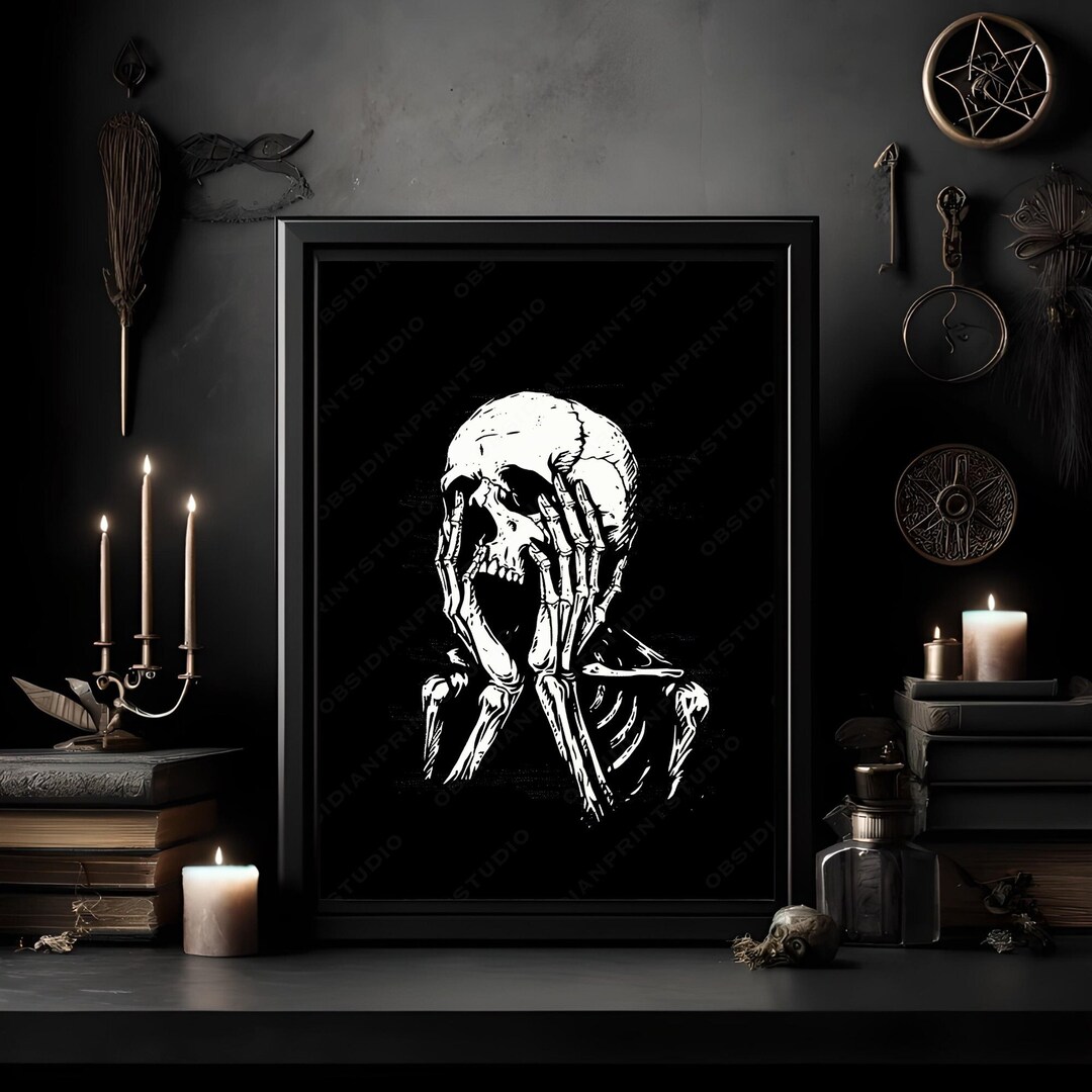 Screaming Skeleton Art Print: Gothic Skull Home Decor - Etsy