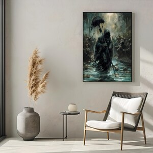 Grim Reaper Art Print, Underworld Pool Art, Gothic Reaper Decor, Creepy ...