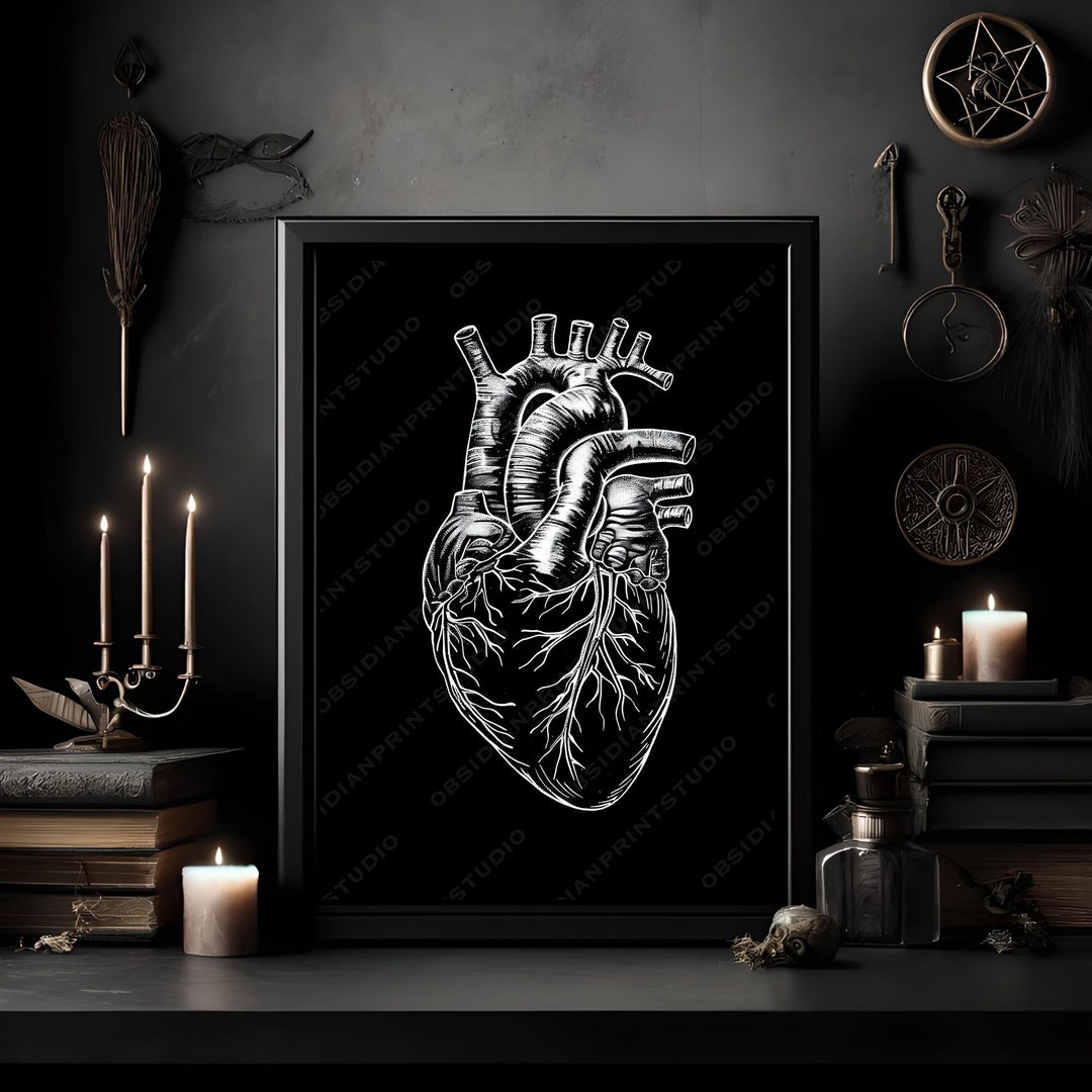 Human Heart Art Print, Dark Artwork, Gothic Decor, Macabre Artwork - Etsy