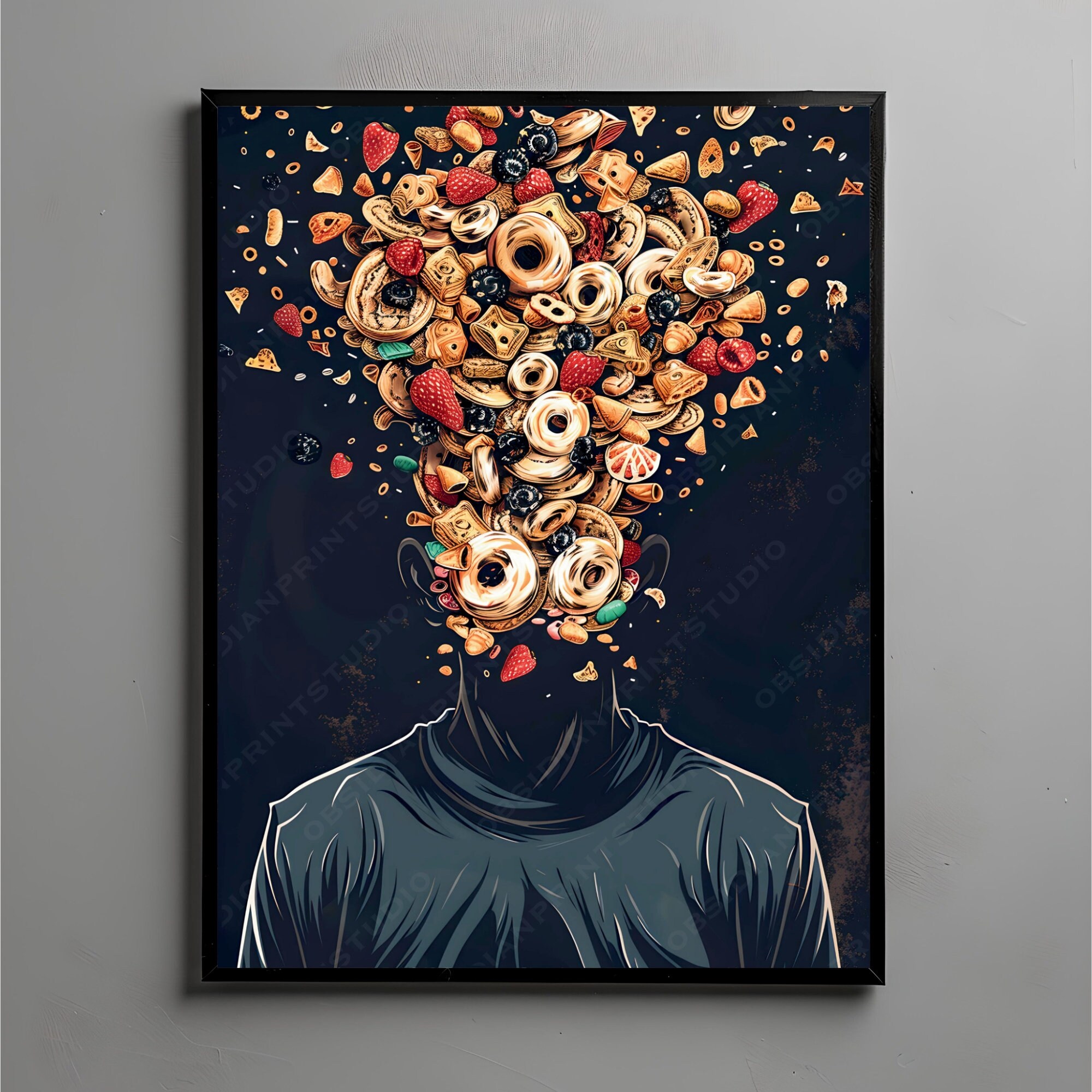 Surrealism Breakfast Food Art Print, Modern Surrealism Artwork, Cereal ...