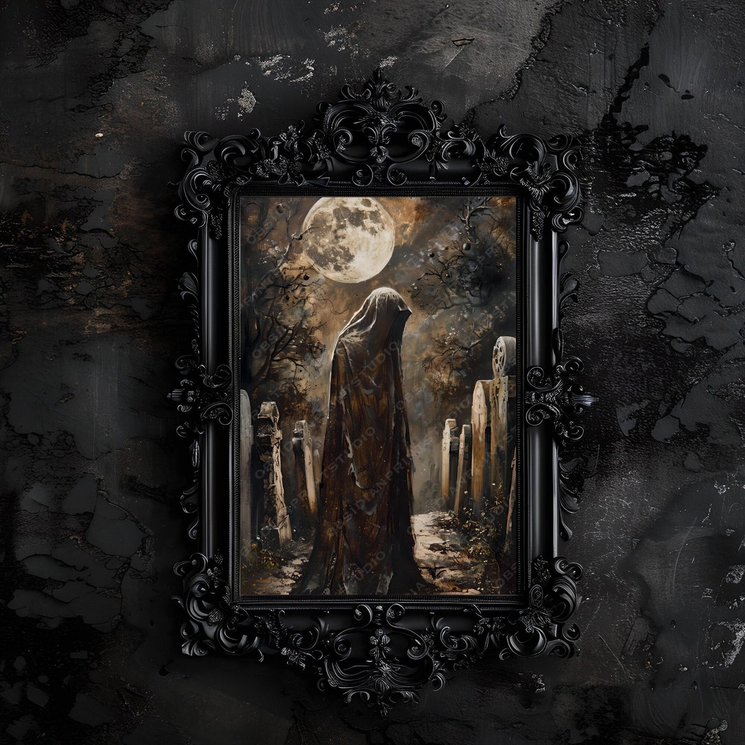 Gothic Grim Reaper Art Print: Graveyard Guardian, Occult Decor - Etsy