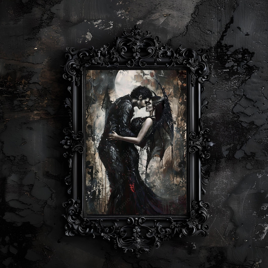 Gothic Romance Art Print, Dark Fantasy Art Gothic Home Decor, Dark Love ...