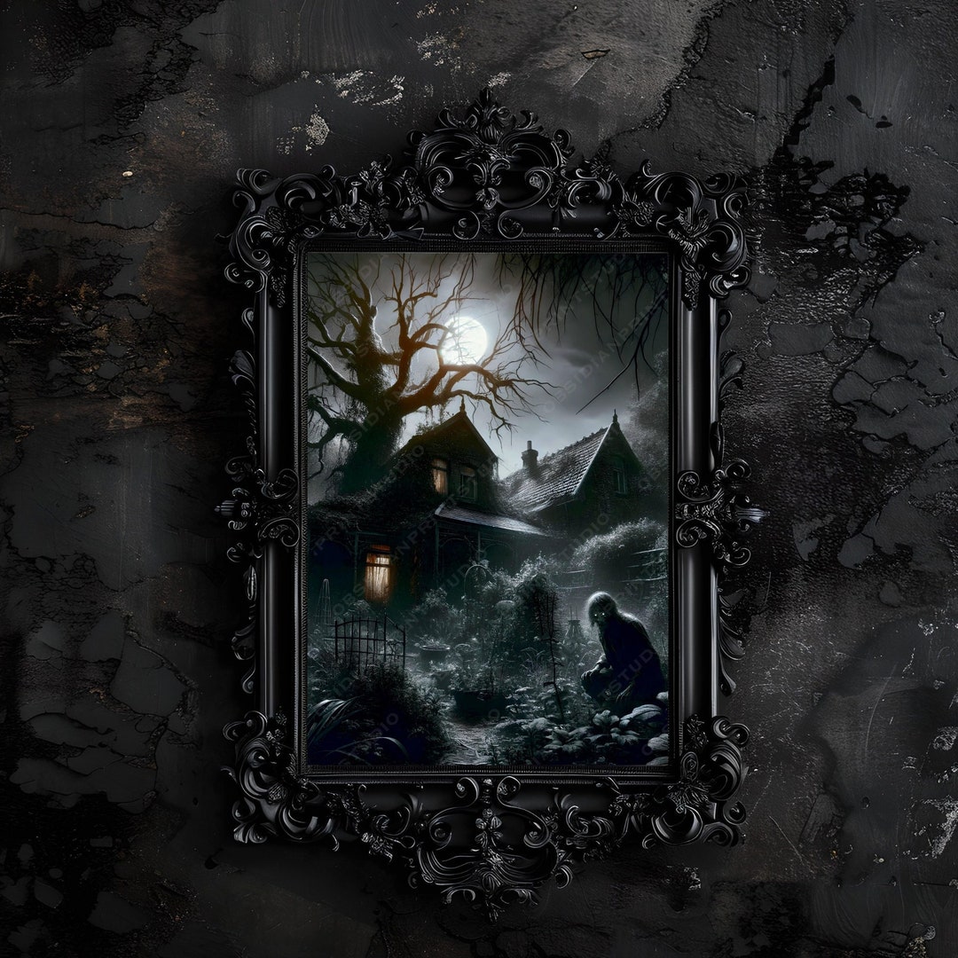 Horror Art Moonlit House Creepy Art Print, Dark Fantasy, Horror Decor ...