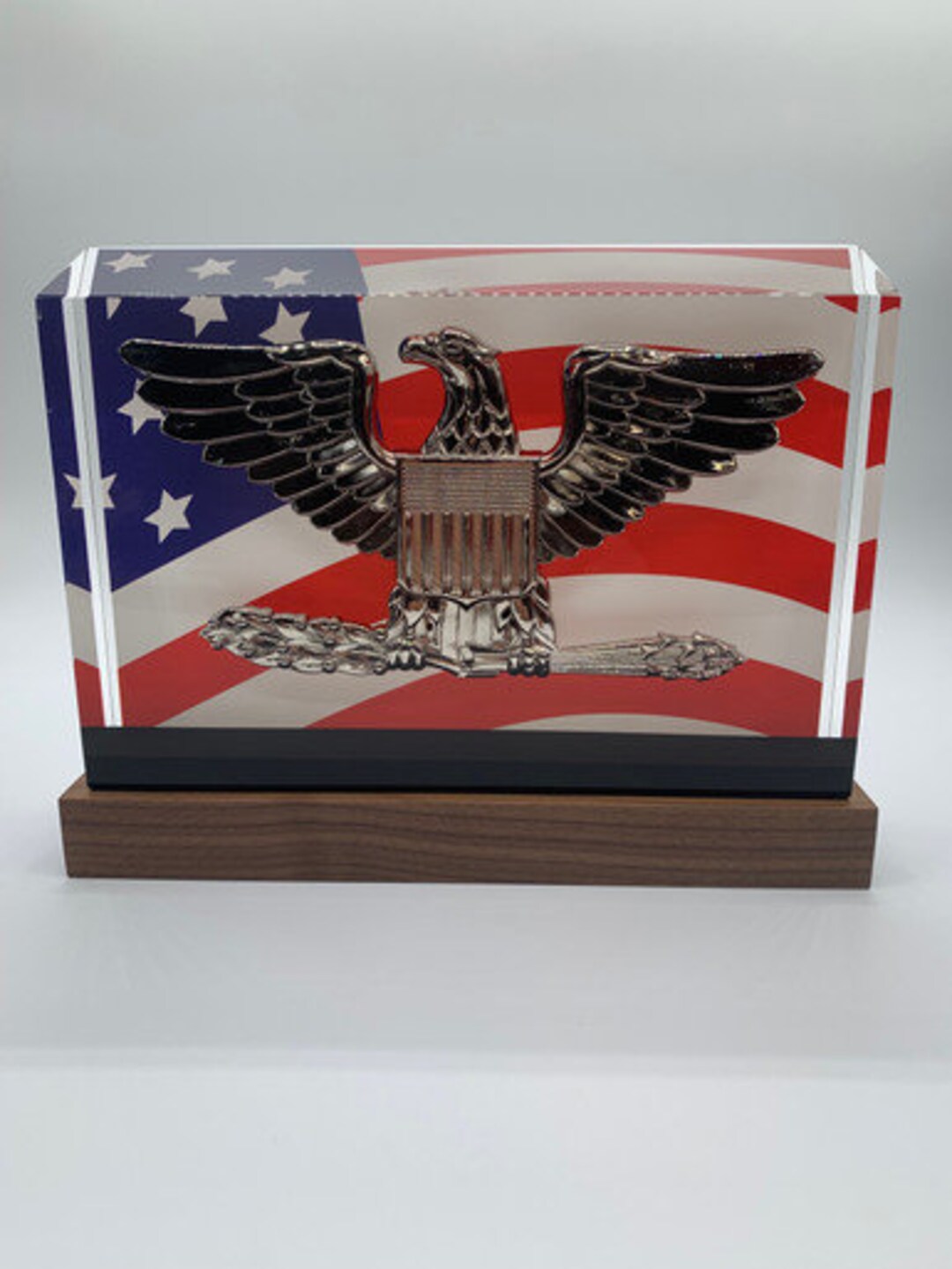 Military Retirement Gift or Promotion Award, Clear Ballistic Glass W US ...