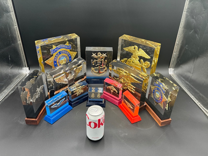 Military Retirement Gift or Promotion Award, in Clear Ballistic Glass ...