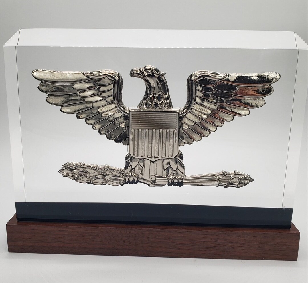 Military Retirement Gift or Promotion Award, in Clear Ballistic Glass ...