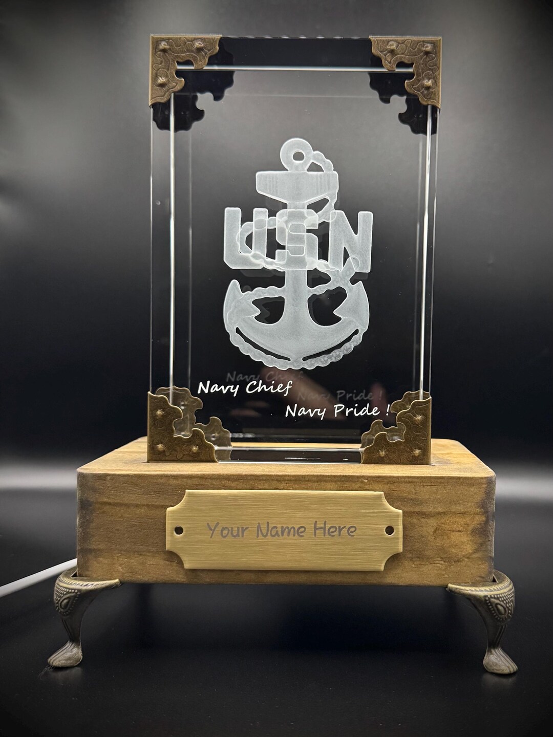 Military Themed, Customizable, 3D Laser Engraved Crystal Monument With ...