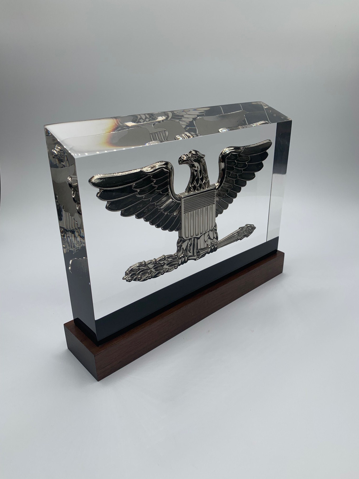 Military Retirement Gift or Promotion Award, in Clear Ballistic Glass ...
