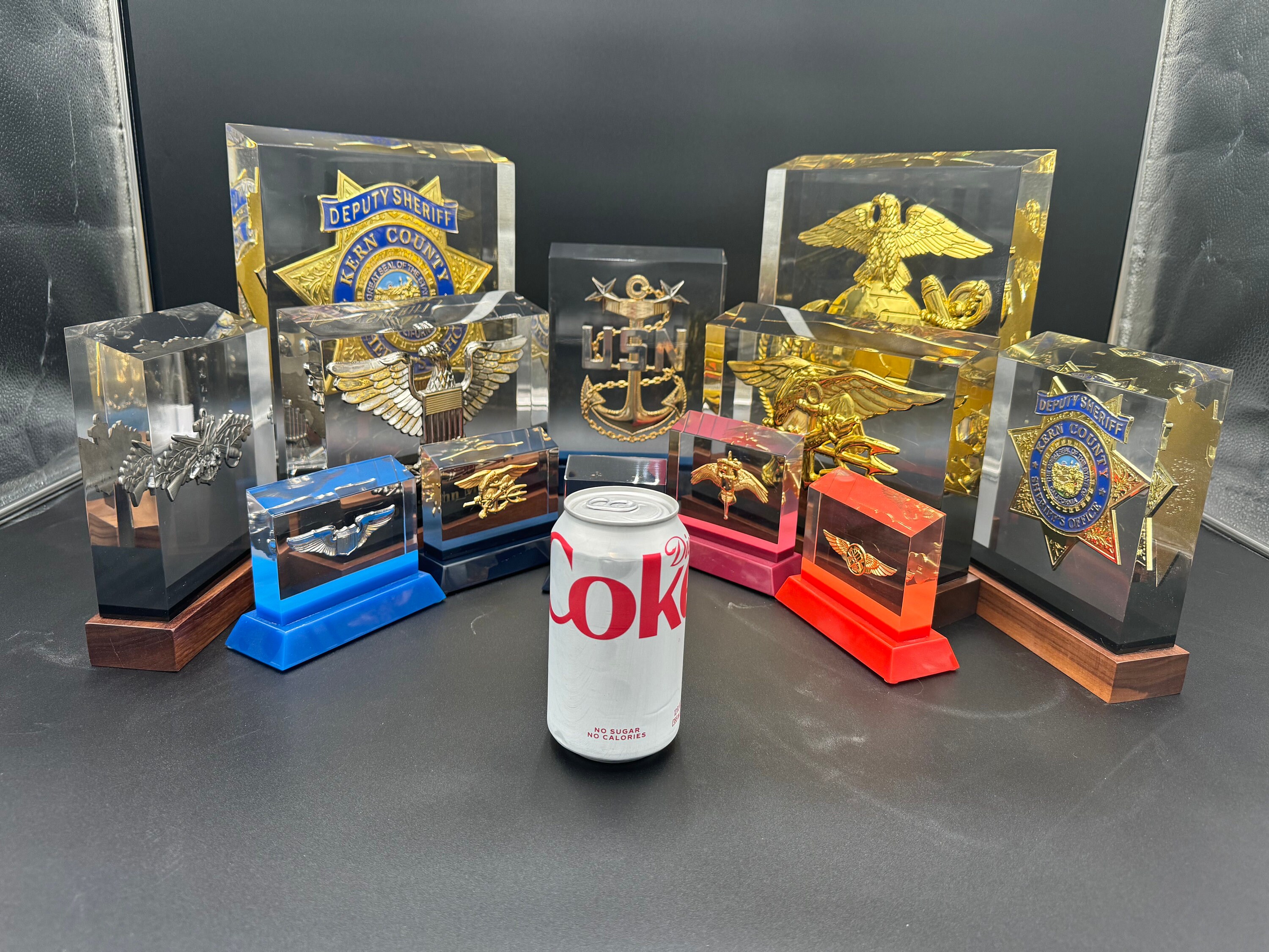 Military Retirement Gift or Promotion Award, in Clear Ballistic Glass ...