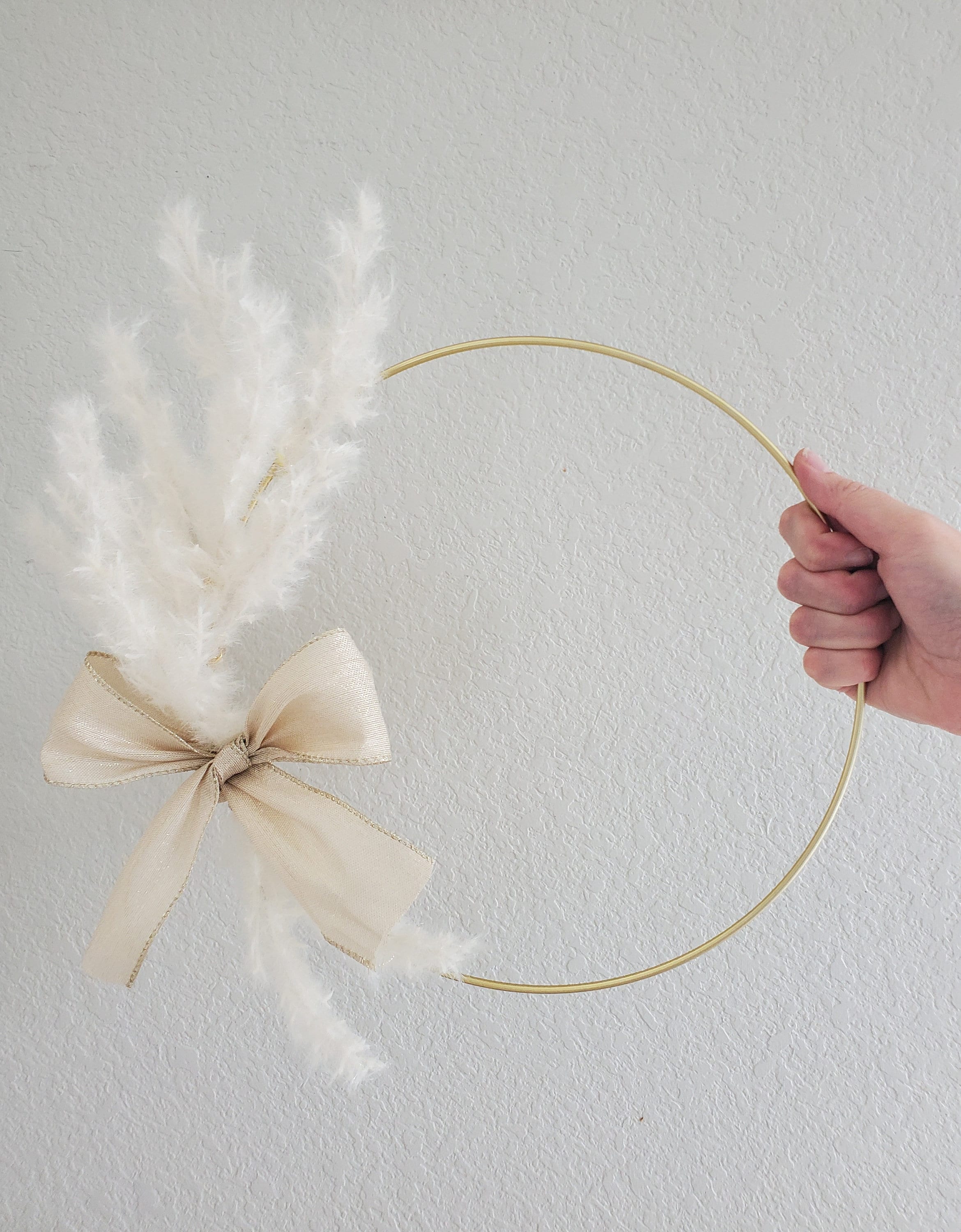 Gold Hoop Wreath With Pampas, Pampas and Ribbon Wreath, Pampas Gold ...