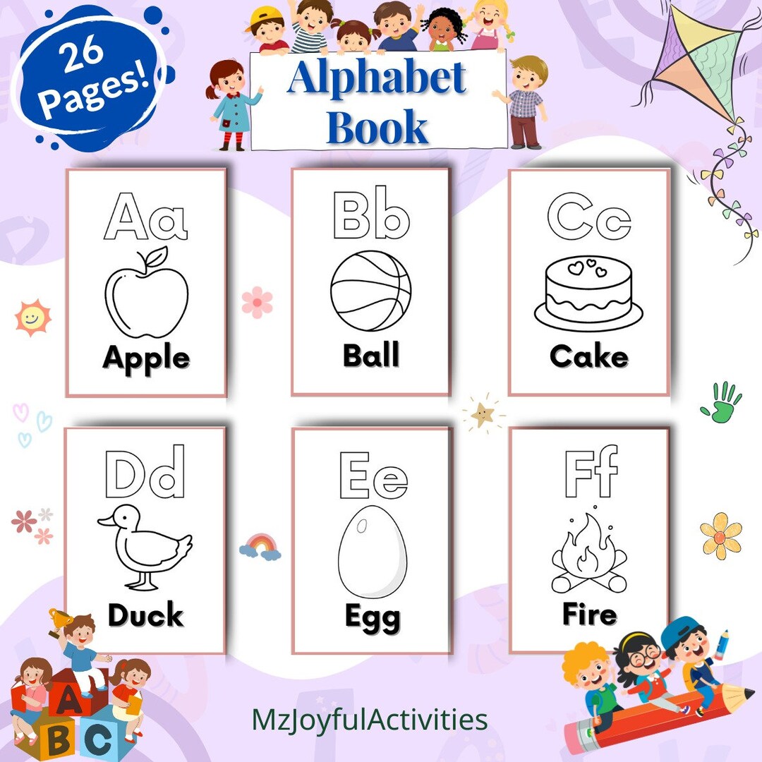Blank Alphabet Coloring Book, ABC Baby Shower Coloring Book, Baby's ...