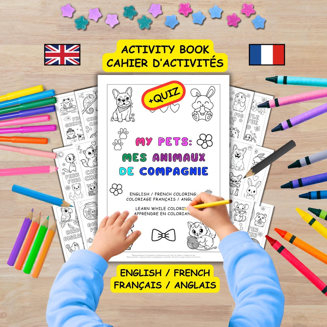 PETS Bilingual Activity Book Kid - English French PDF Printable ...