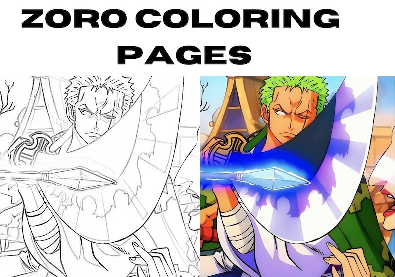 Zoro Coloring Pages - Etsy