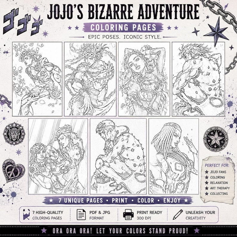 Jojos Bizarre Adventure Coloring Pages - Etsy Australia