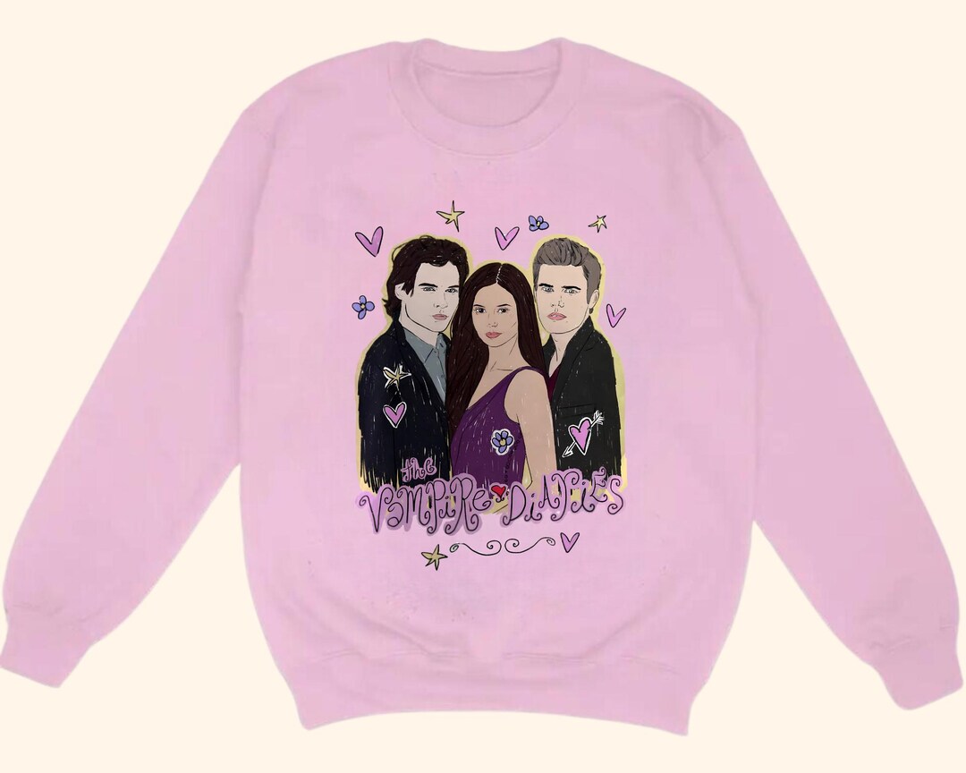 Elena, Damon, Stefan Y2k vampire Diaries Sweatshirt / Trio / Damon ...