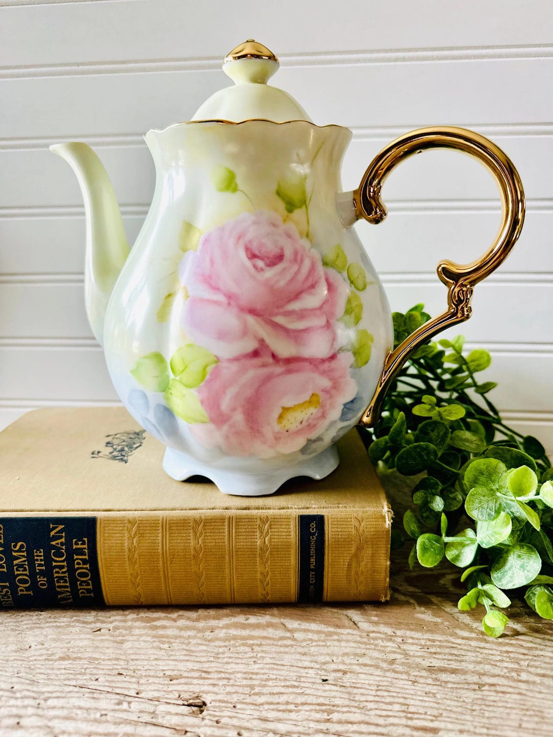 Vintage Handpainted| Soft Pink Roses|tea Pot | Unmarked - Etsy
