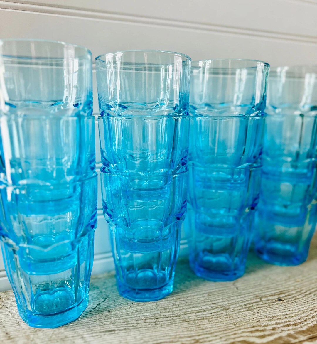 Set of 12 Bormioli Rocco Glasses in Ice Blue | Made in Spain | Tempered ...