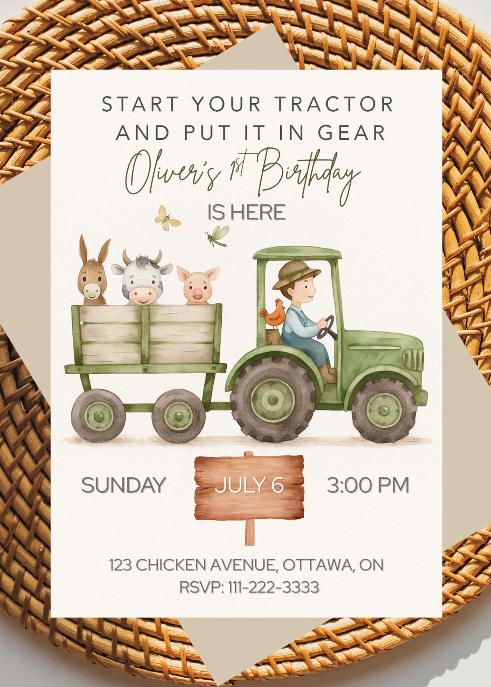 Start Your Tractor Birthday Invitation | Editable Farm Party Template ...