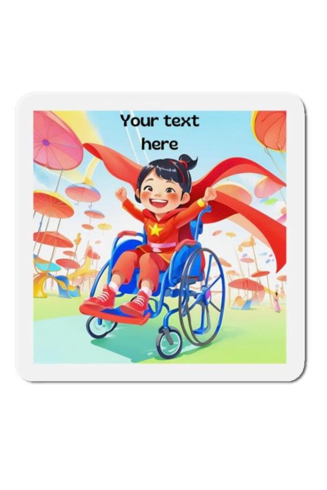Young Asian Girl in Wheelchair Superhero Die-cut Magnet, Disability ...