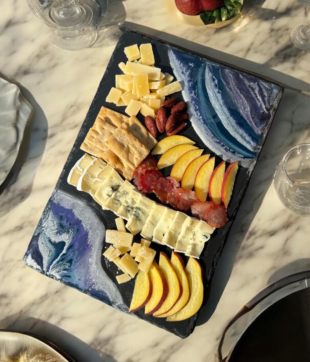 Elegant Slate Resin Charcuterie Board, Artistic Serving Platter for ...