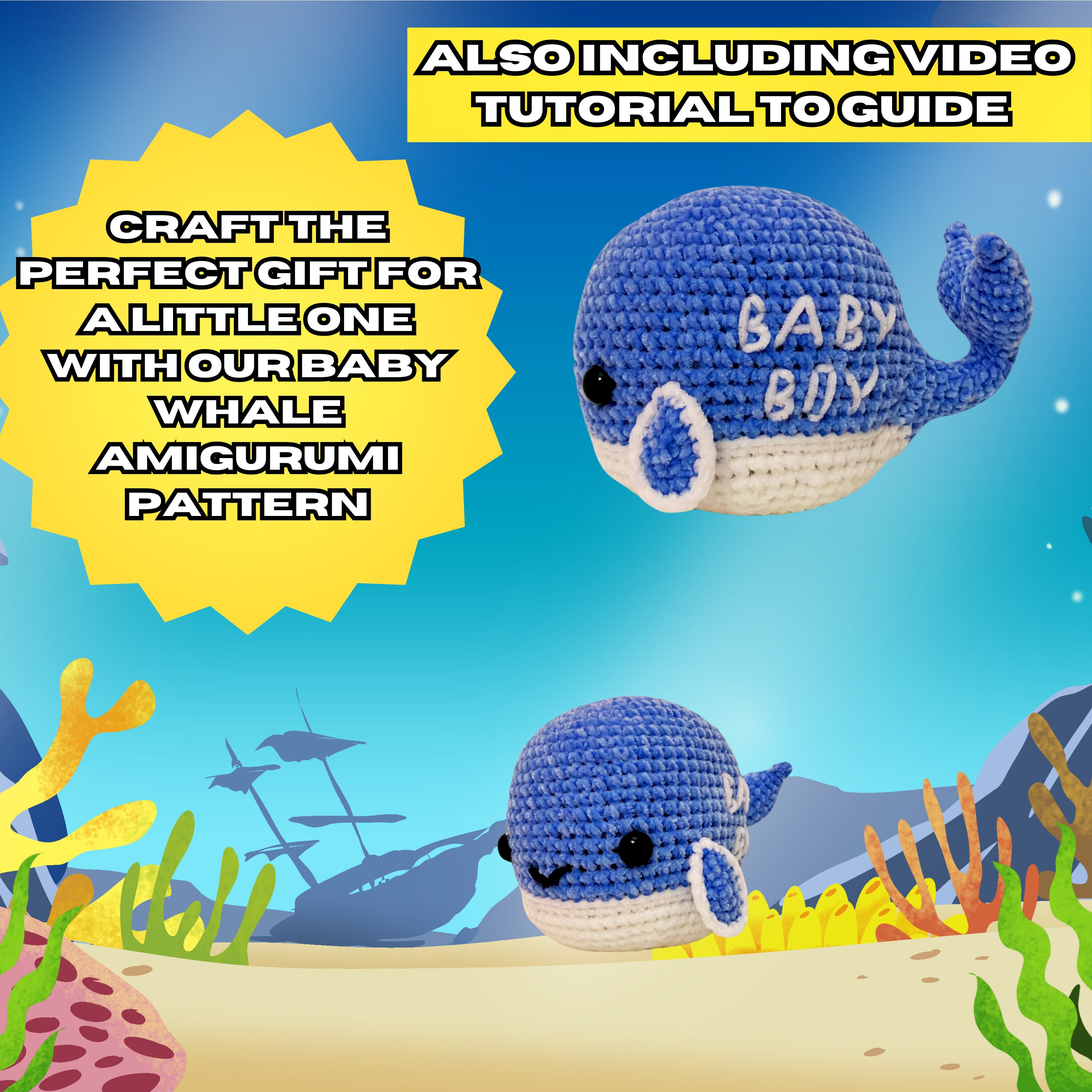 Baby Whale Low Sew Amigurumi Crochet Plushie Pattern + Video Tutorial ...