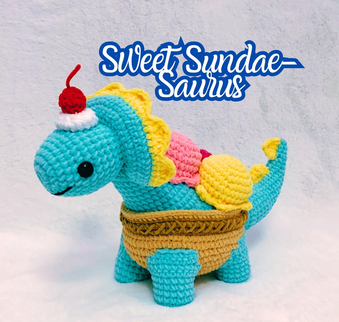 Sweet-saurus Sundae Amigurumi Dino Crochet PDF Pattern, Gift, Christmas ...