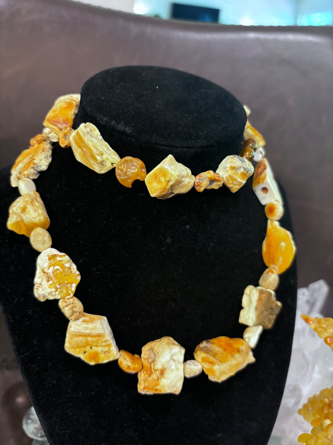 Natural Raw Baltic White Amber Necklace . Gift for Her, Gift for Mom ...