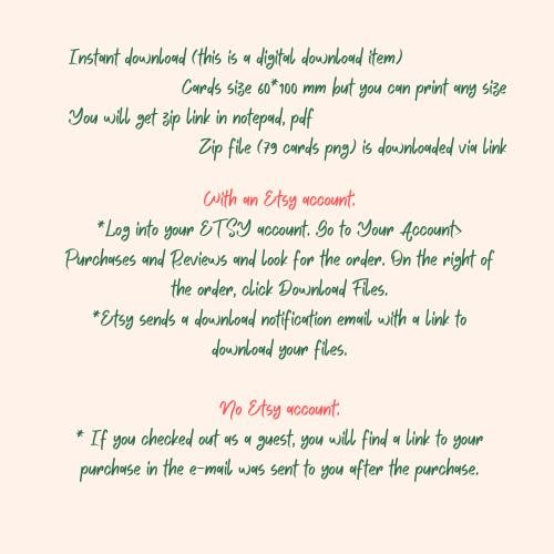 Digital Tarot Deck | Cream Gold 78 Printable Cards | A4 PDF + Guidebook ...