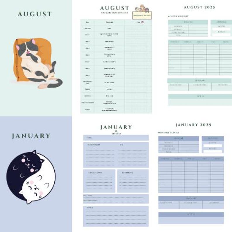 2025 Cat-themed Digital Planner, Daily, Monthly, Yearly, Cat Lover’s ...