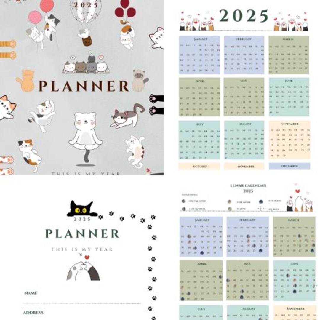 2025 Cat-themed Digital Planner, Daily, Monthly, Yearly, Cat Lover’s ...
